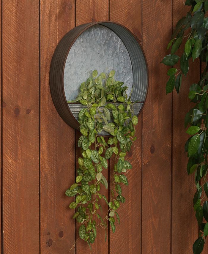 The GG Collection Hanging Round Galvanized Metal Wall Planter - Macy's
