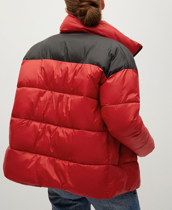 MANGO Bicolor Quilted Anorak Jacket - Macy's
