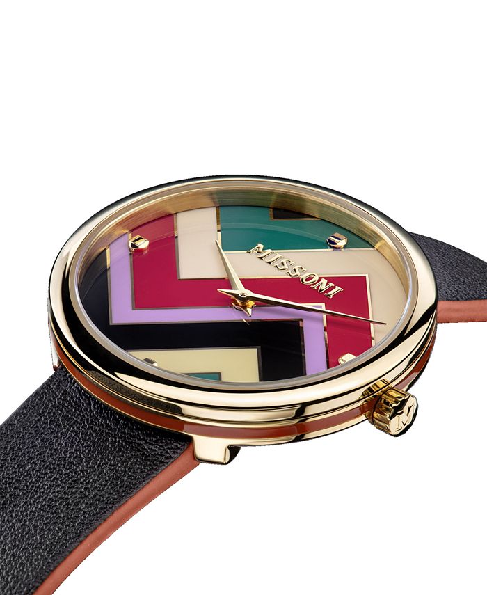 Missoni Women's Swiss M1 Black Leather Strap Watch 34mm - Macy's