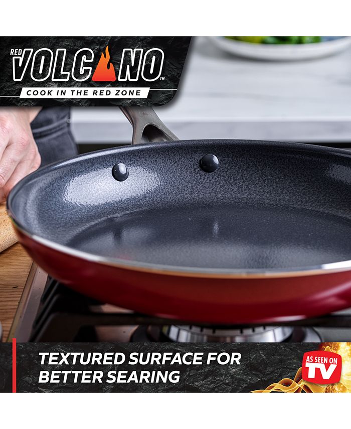 Red Volcano Lavaflow Ceramic Nonstick 10-Pc. Cookware Set - Macy's