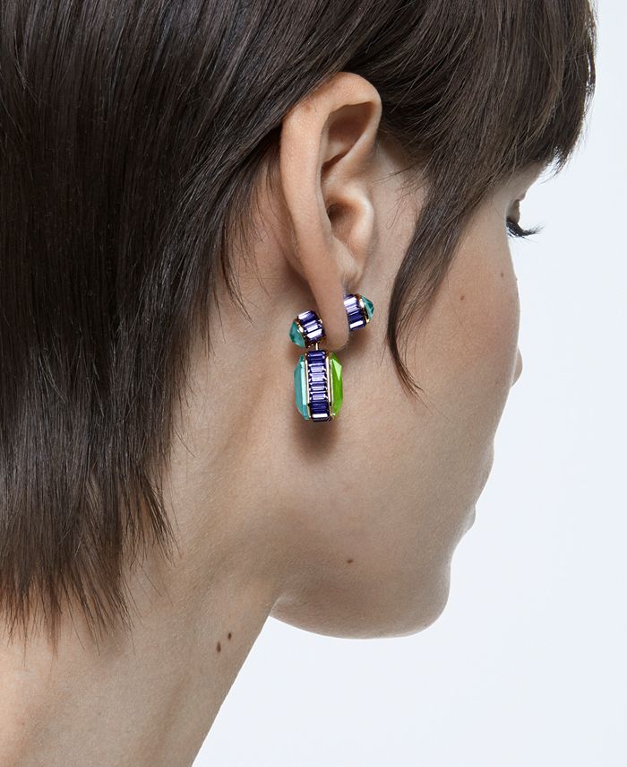 Swarovski Gold-Tone Crystal Reversible Front & Back Earrings - Macy's