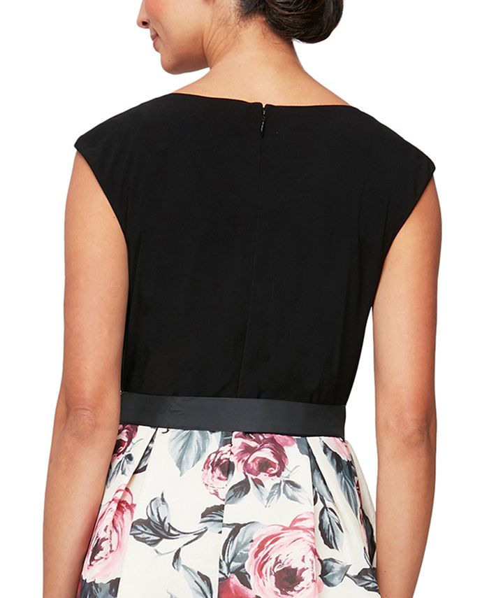 SL Fashions Square-Neck Printed-Skirt Gown - Macy's