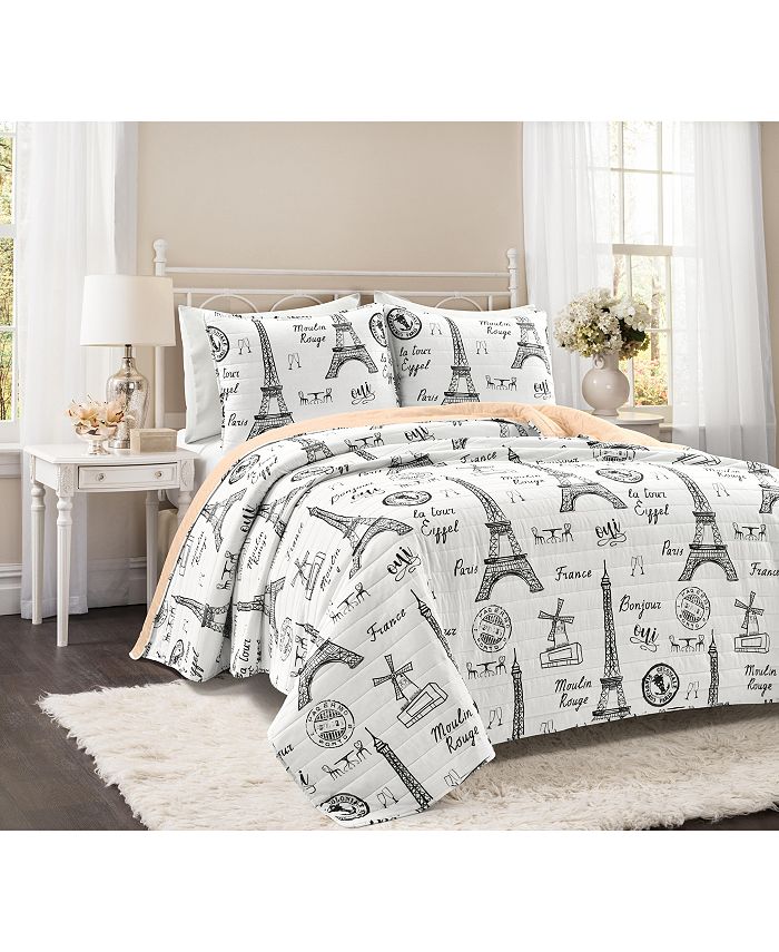 Lush Décor Paris Bonjour 3 Piece Quilt set, Full/Queen - Macy's