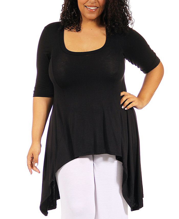 24seven Comfort Apparel Plus Size Extra Long High Low Tunic Top - Macy's