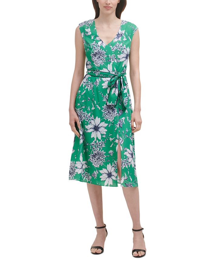 Jessica Howard Petite V-Neck Belted Dress - Macy's
