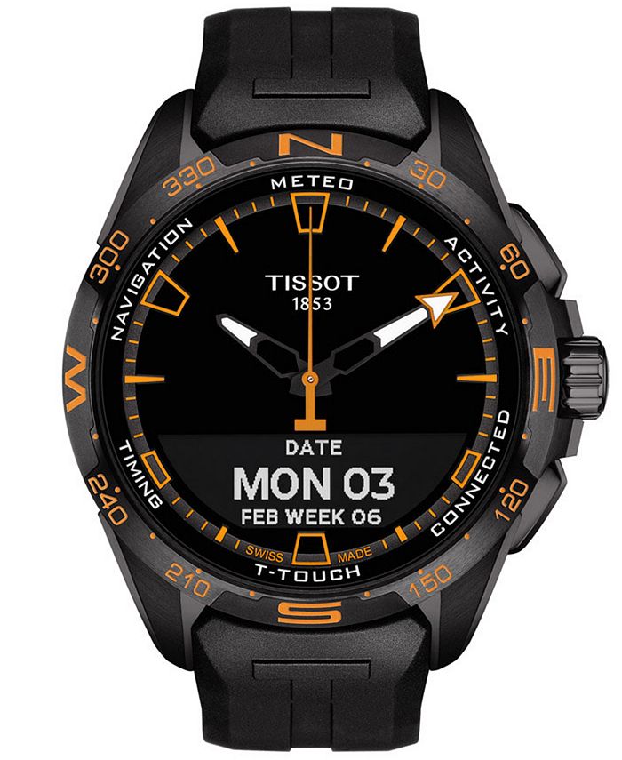 Tissot Men's Swiss T-Touch Connect Solar Black Rubber Strap Smart Watch ...