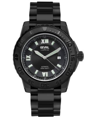 Gevril Men's Seacloud Swiss Automatic Black Stainless Steel Bracelet ...