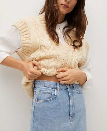 MANGO Braided-Knit Vest - Macy's