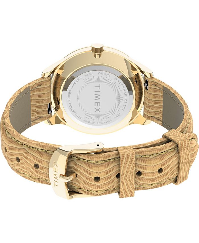 Timex Women's Easy Reader Gen 1 Tan Leather Strap Watch 32mm - Macy's