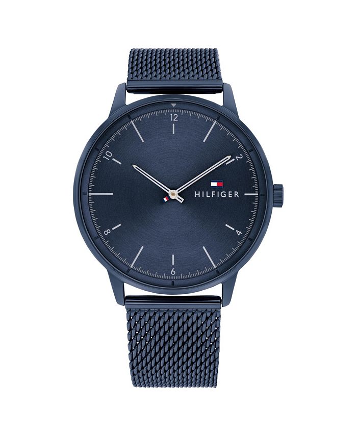 Tommy Hilfiger Men's Blue Stainless Steel Mesh Bracelet Watch 43mm ...