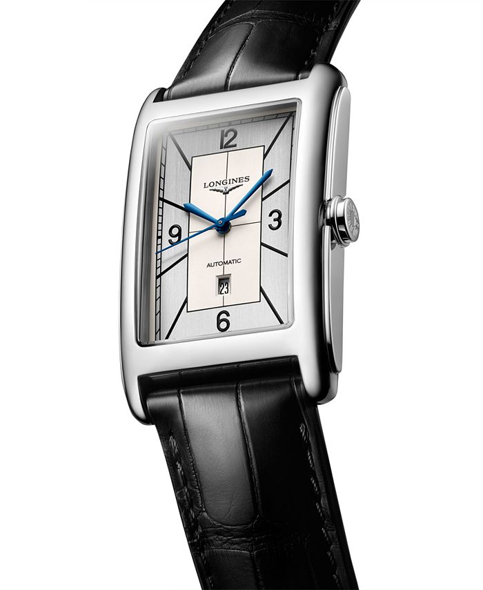 Longines Women's Swiss Automatic DolceVita Black Leather Strap Watch ...