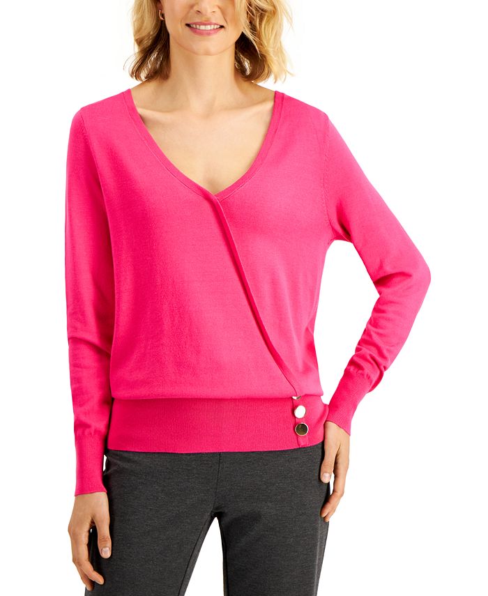 JM Collection Surplice Sweater, Created for Macy's - Macy's