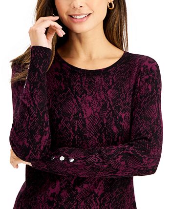 JM Collection Printed Buttoned-Cuff Sweater, Created for Macy's ...