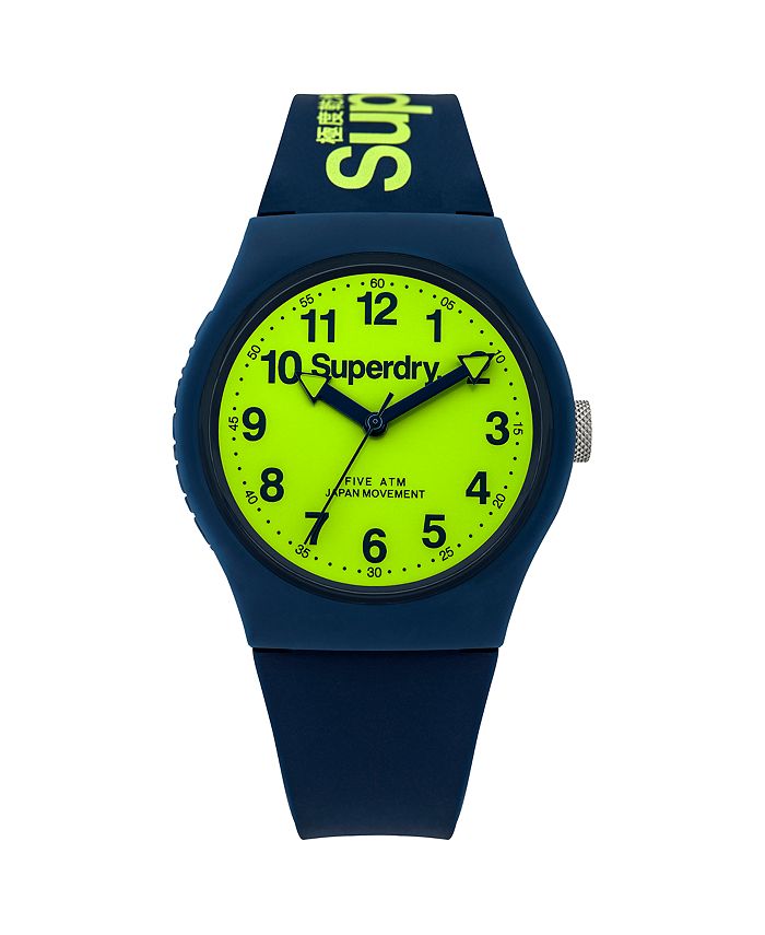Superdry Unisex 3 Hands Blue Dark Silicon Strap Watch 38mm - Macy's
