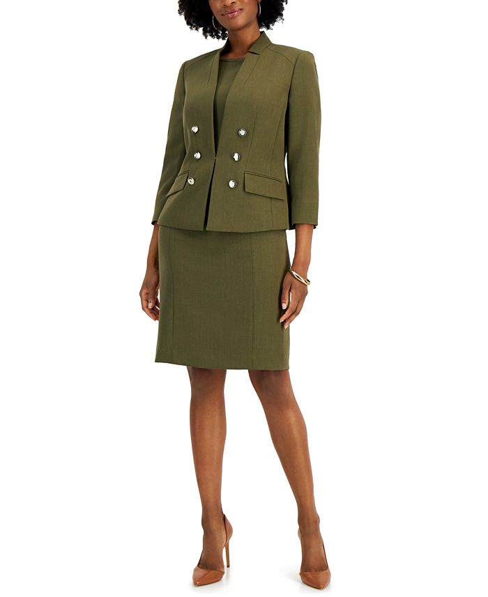 Le Suit Solid Button-Front Dress Suit - Macy's
