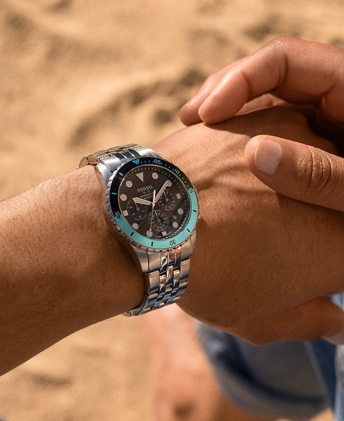 Fossil Men's FB-01 chronograph movement, stainless steel bracelet watch 42mm - Macy's