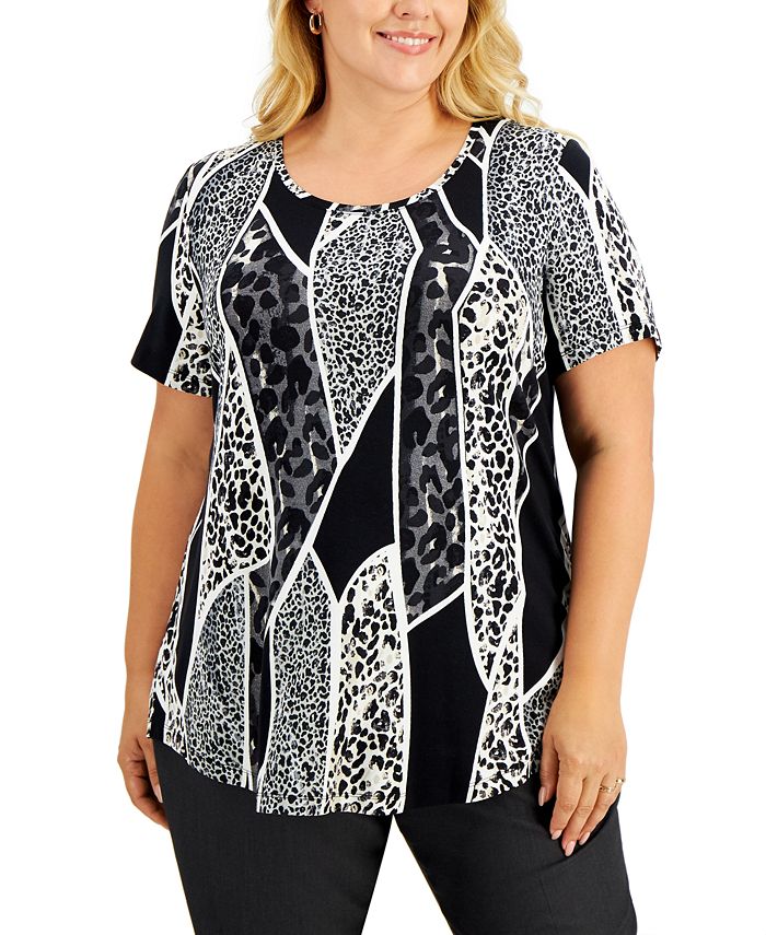 JM Collection Plus Size Printed Top, Created for Macy's - Macy's