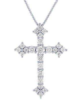 Forever Grown Diamonds Lab-Created Diamond Cross Pendant Necklace (3/4 ...