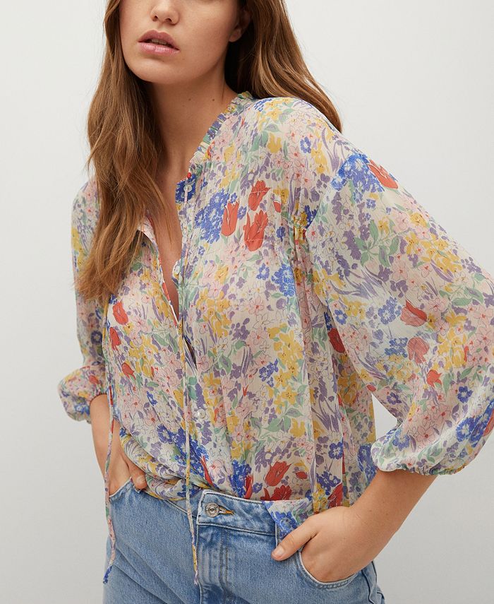 MANGO Floral Print Blouse - Macy's