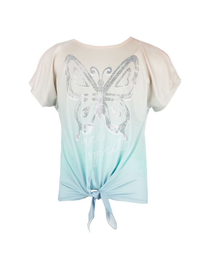 Beautees Big Girls Tie Front Print Tie Dye Heart Top - Macy's