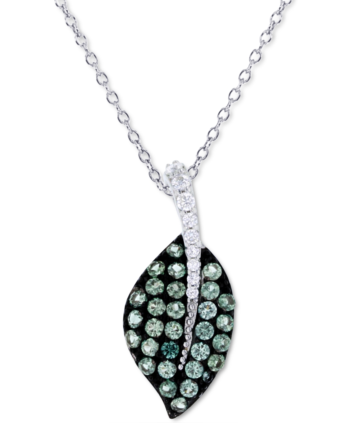 Click here for Cubic Zirconia Leaf 18 Pendant Necklace in Sterlin... prices