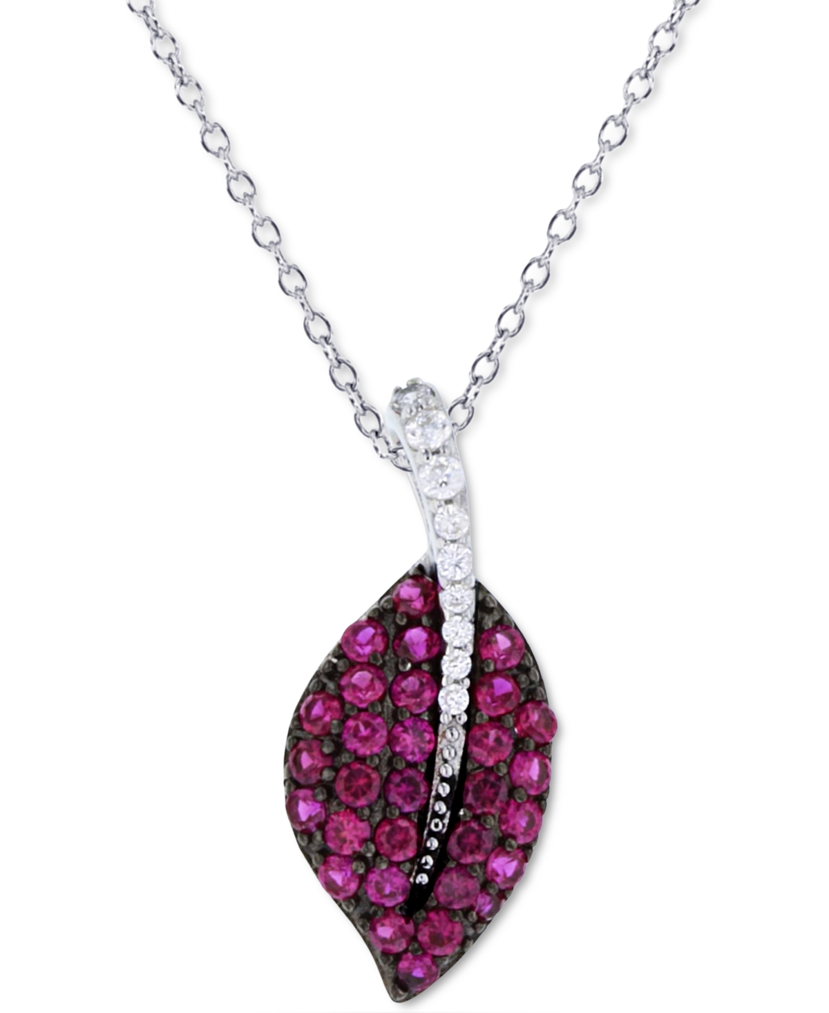 Click here for Cubic Zirconia Leaf 18 Pendant Necklace in Sterlin... prices