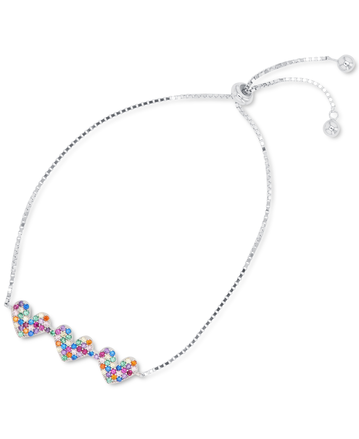 Click here for Rainbow Cubic Zirconia Pave Triple Heart Bolo Brac... prices