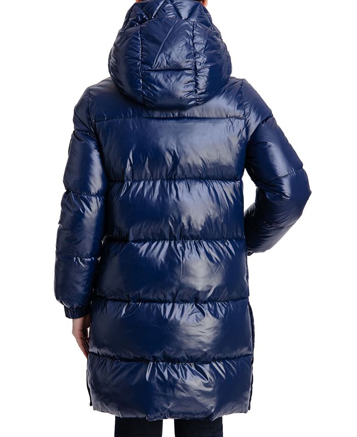 Michael Kors Women's High-Shine Hooded Down Puffer Coat, Created for ...
