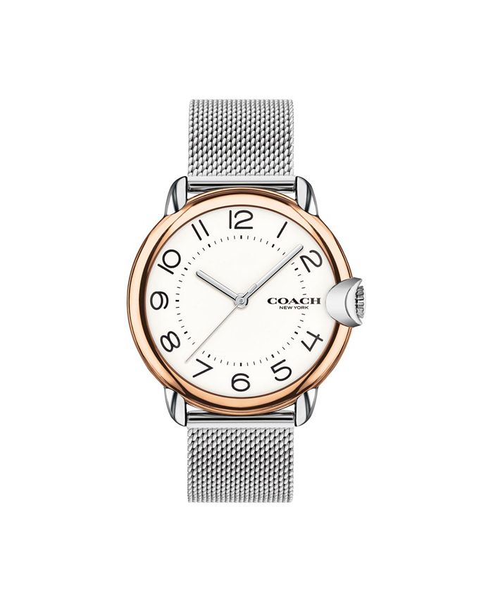 COACH Women's Arden Silver-Tone Stainless Steel Mesh Bracelet Watch ...
