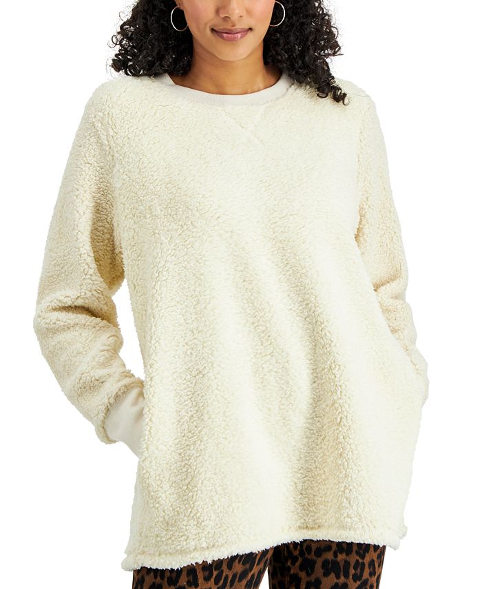 Style & Co Solid Sherpa Top, Created for Macy's - Macy's