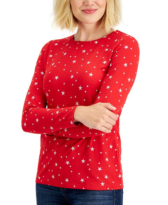 Style & Co Petite Star-Print Top, Created for Macy's - Macy's
