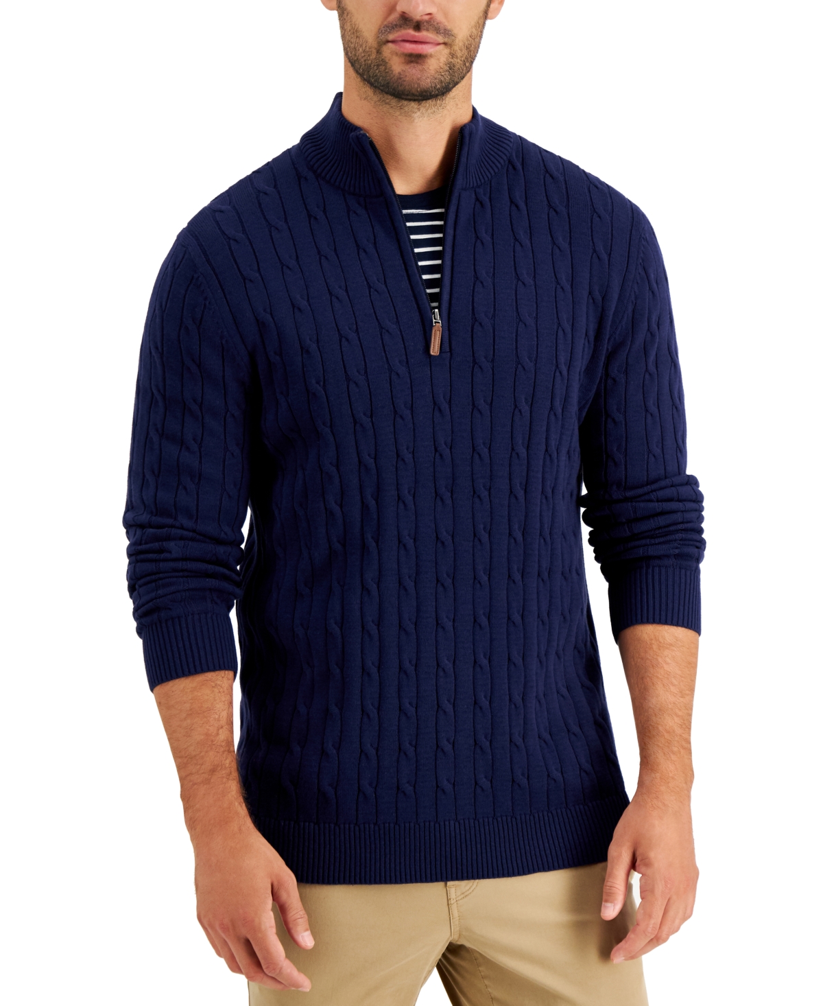 Click here for Club Room Mens Cable Knit Quarter-Zip Cotton Sweat... prices
