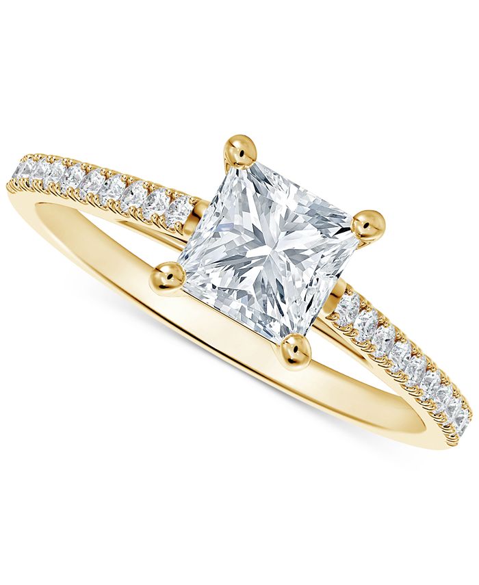 De Beers Forevermark Diamond Princess-Cut Cathedral Solitaire & Pavé ...