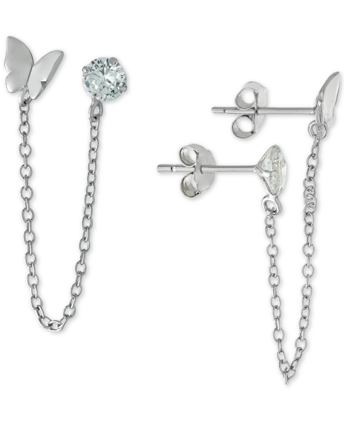 Click here for Cubic Zirconia Butterfly Double Piercing Chain Ear... prices