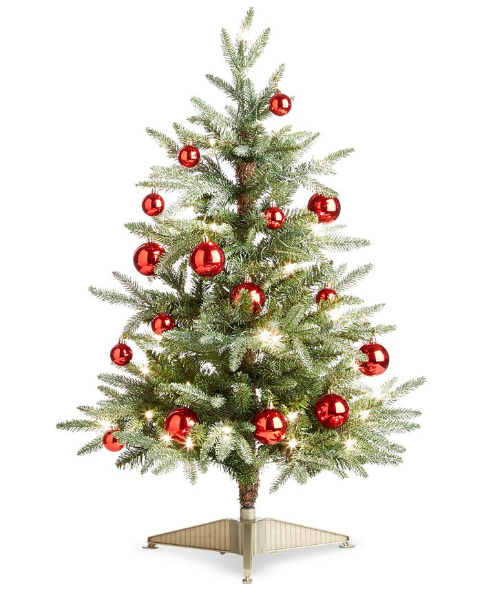 Holiday Lane Christmas Cheer 32" Light-Up Green Tree with Red Ball ...