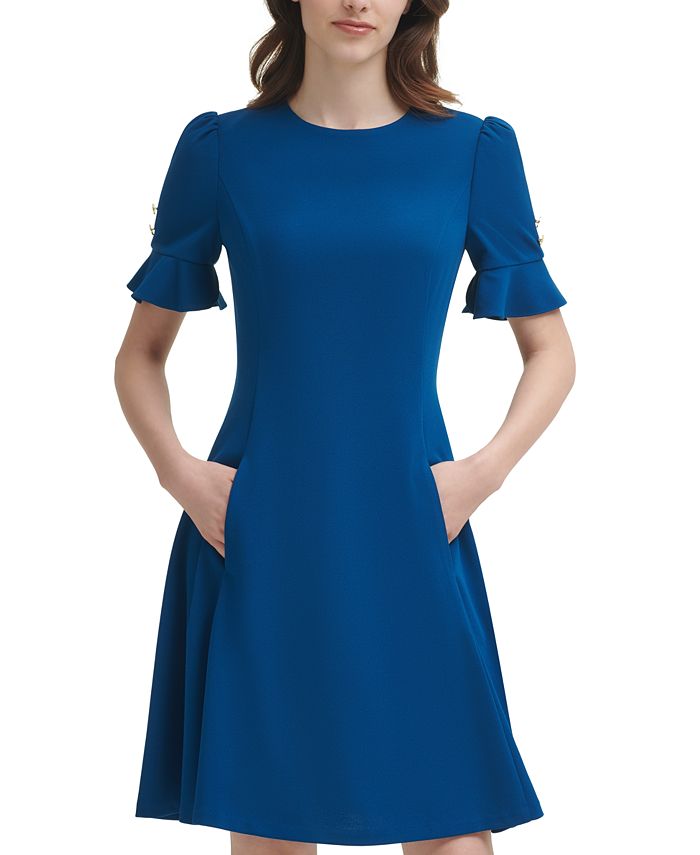 DKNY Flounce Fit & Flare Dress & Reviews - Dresses - Women - Macy's