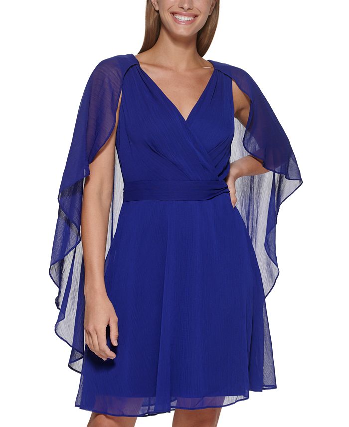 DKNY Chiffon Cape-Back Dress & Reviews - Dresses - Women - Macy's