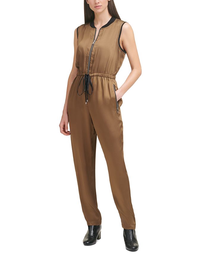 DKNY Sleeveless Drawstring-Waist Jumpsuit - Macy's