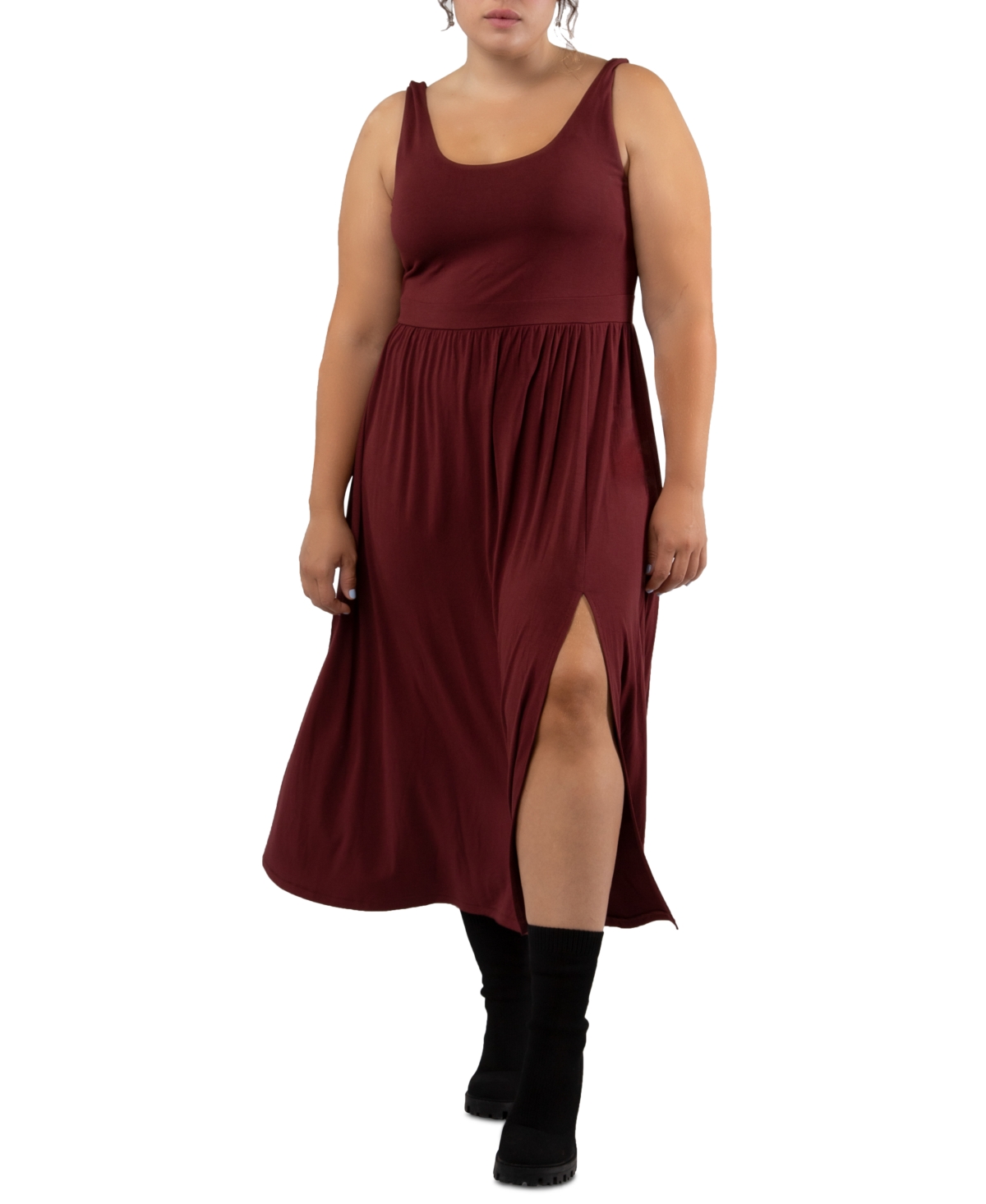 Black Tape Trendy Plus Size Side-Slit Midi Dress | SheFinds