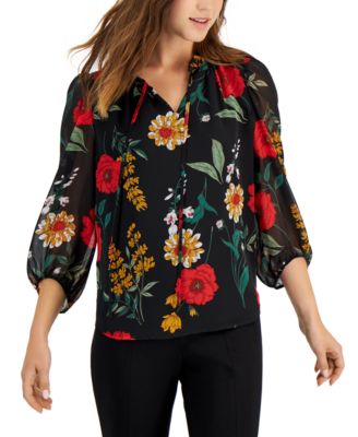 Bar III Ruffled Floral-Print Top, Created for Macy's - Macy's