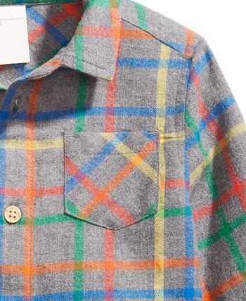 First Impressions Baby Boys Cotton Multi-Color Plaid Flannel Shirt, Created for Macy's - Macy's