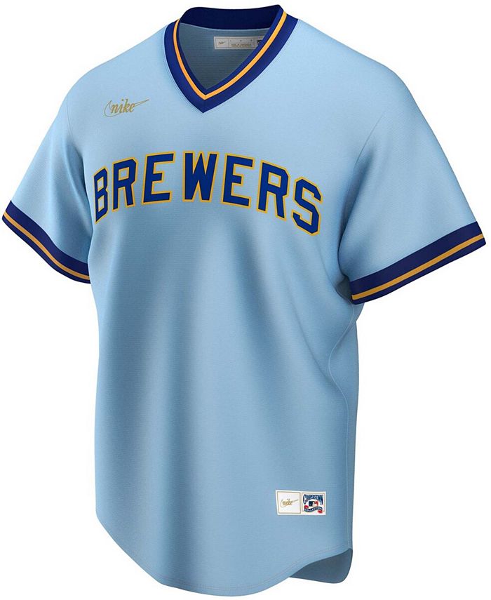 Nike Men's Powder Blue Milwaukee Brewers Road Cooperstown Collection ...