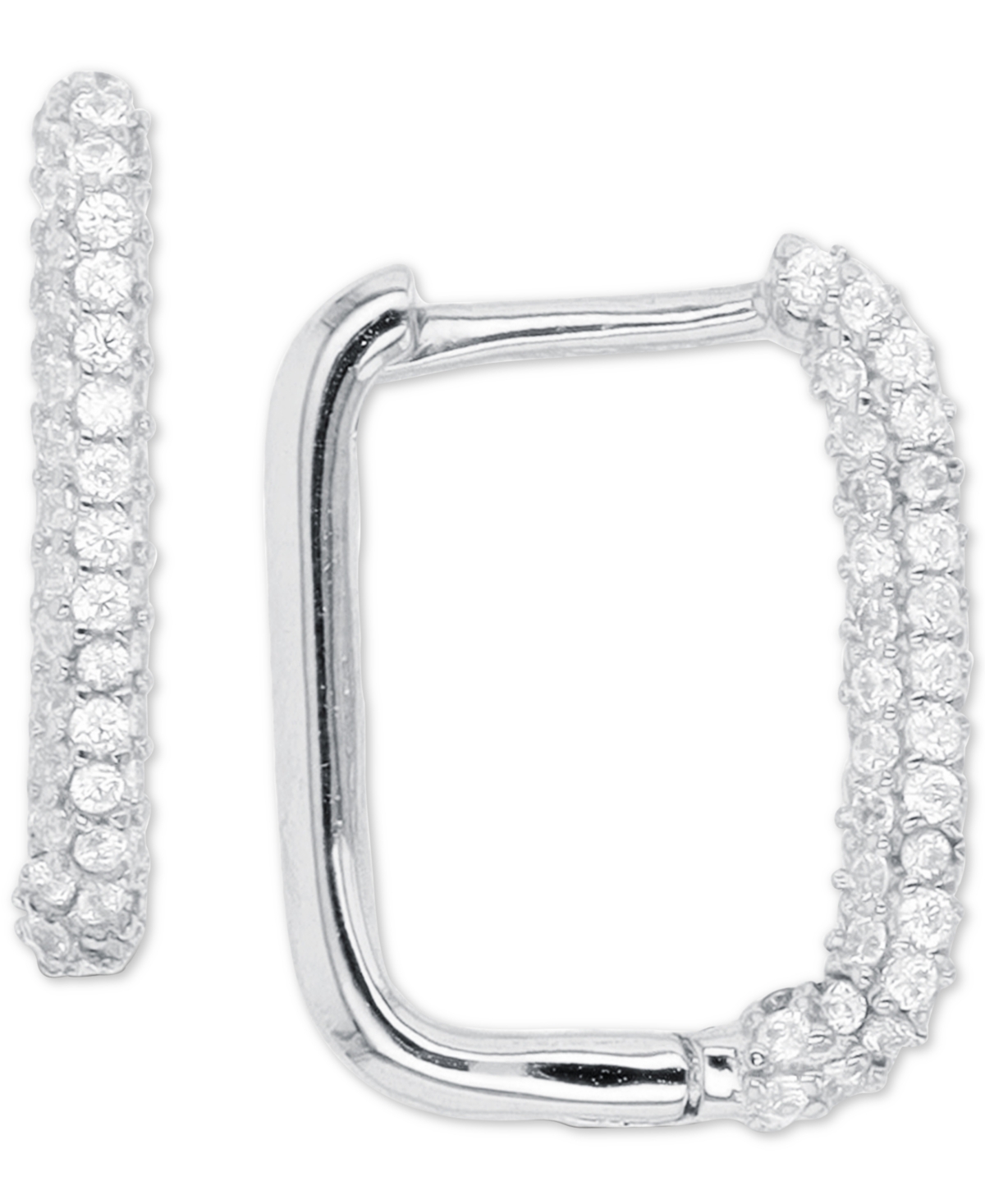 Click here for Cubic Zirconia Pave Square Hoop Earrings - Sterlin... prices