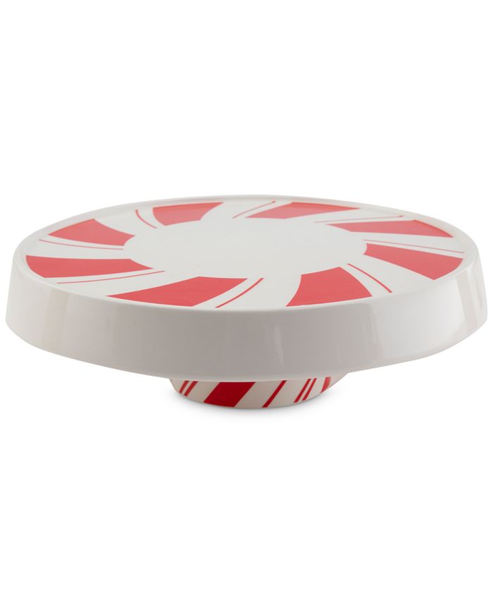 Thirstystone Ceramic Peppermint Twist Cake Stand/Chip 'n Dip - Macy's