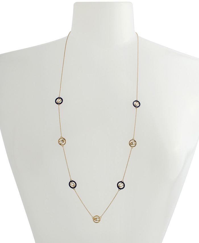 COACH Gold-Tone Signature C Enamel 32" Long Station Necklace - Macy's