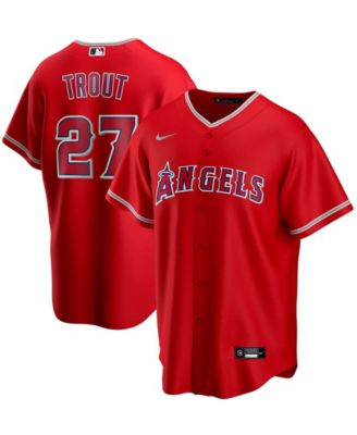 Men's Mike Trout Red Los Angeles Angels Alternate Replica Player Name ...