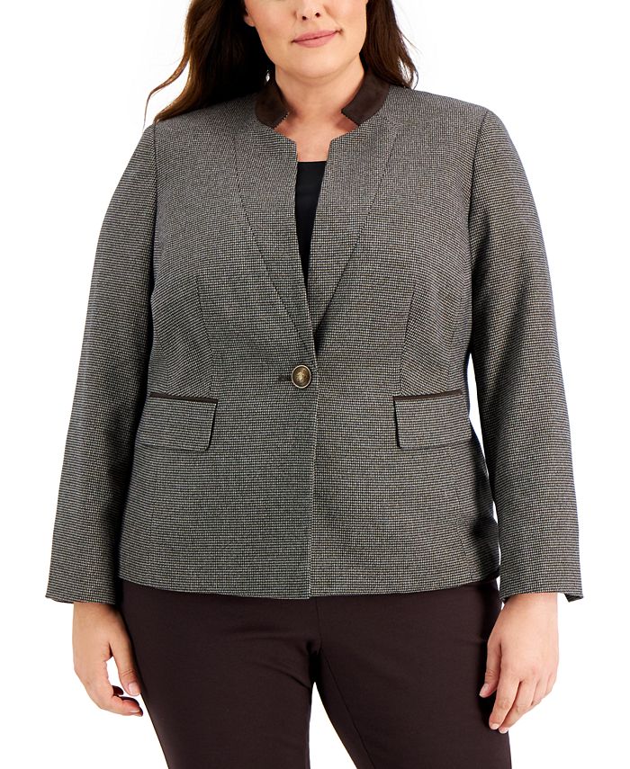 Kasper Plus Size Houndstooth Jacket Macys