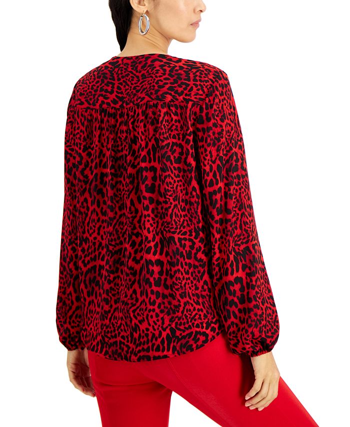 INC International Concepts Cheetah-Print Surplice Top, Created for Macy ...