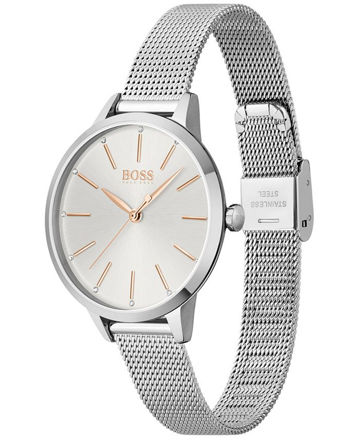 BOSS Women's Symphony Stainless Steel Mesh Bracelet Watch 38mm - Macy's