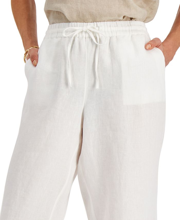 Charter Club Petite Linen Drawstring Pants, Created for Macy's - Macy's